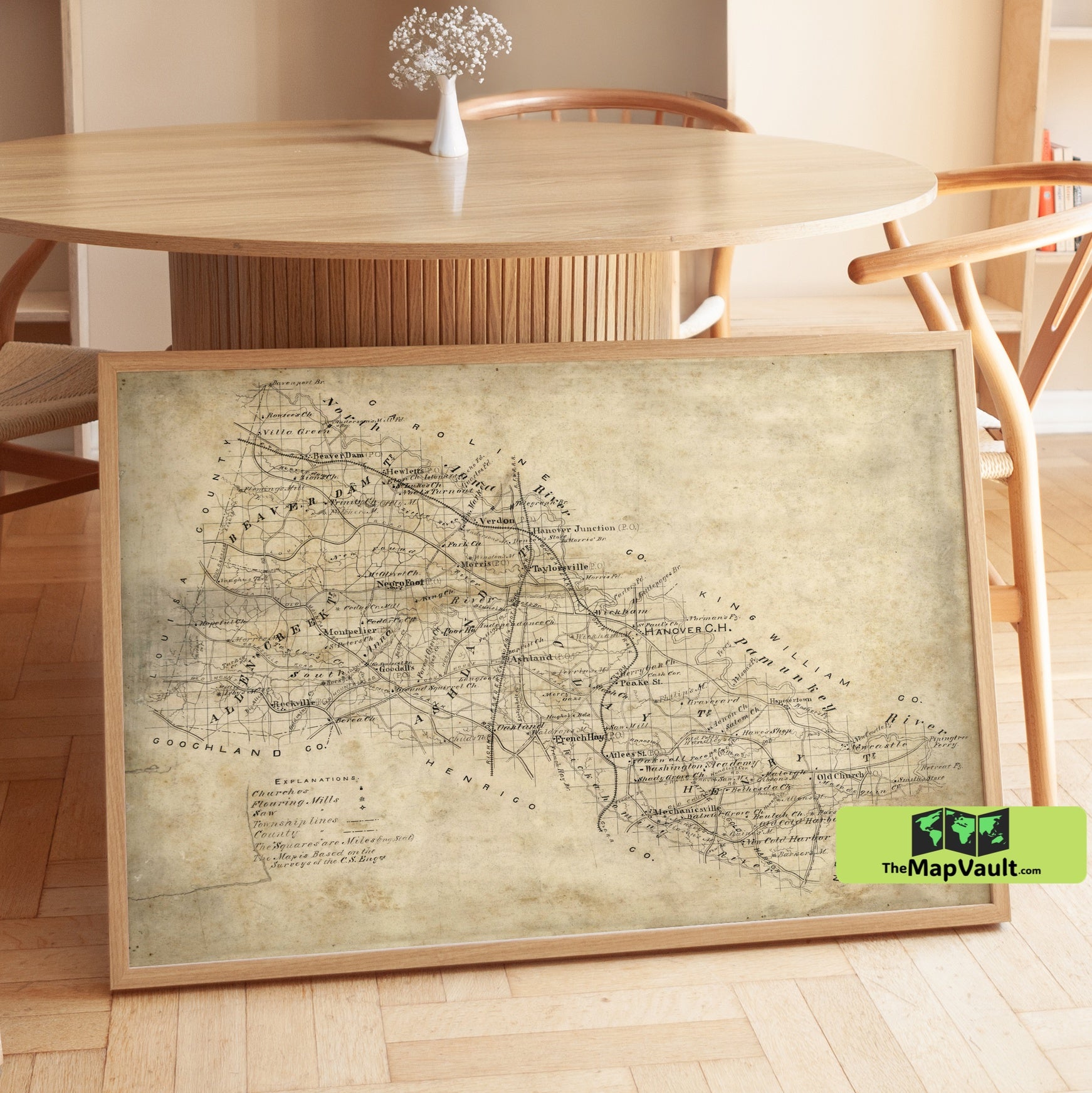 1871 Map of Hanover County, Virginia – Historic Cartography – TheMapVault