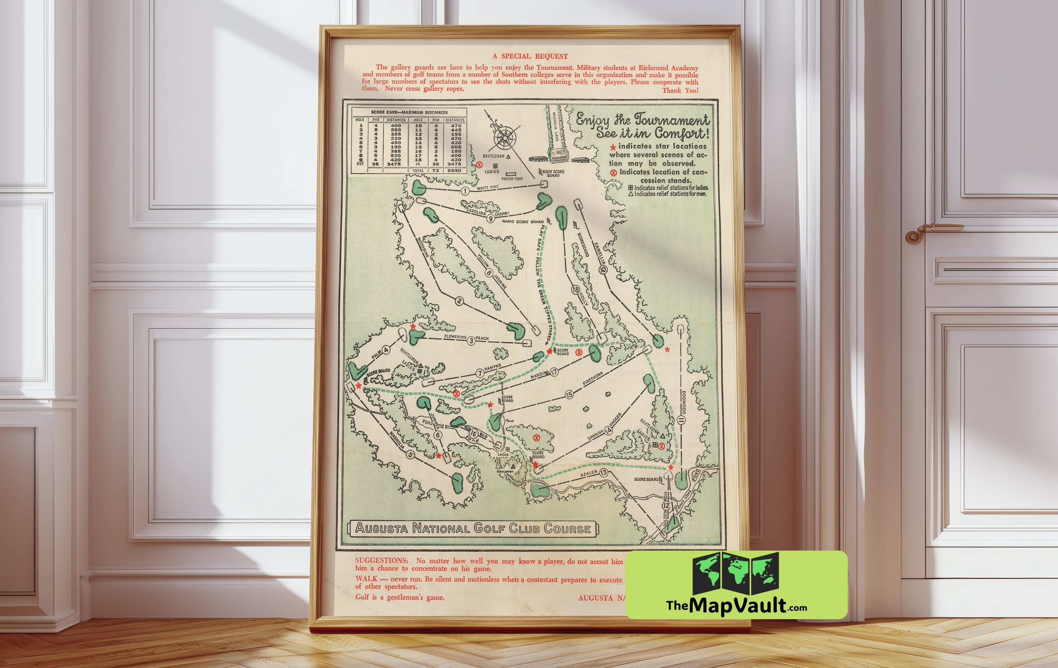 Golf Course Map 1954 Wall Art – Relive Mid-Century Fairways and Iconic ...