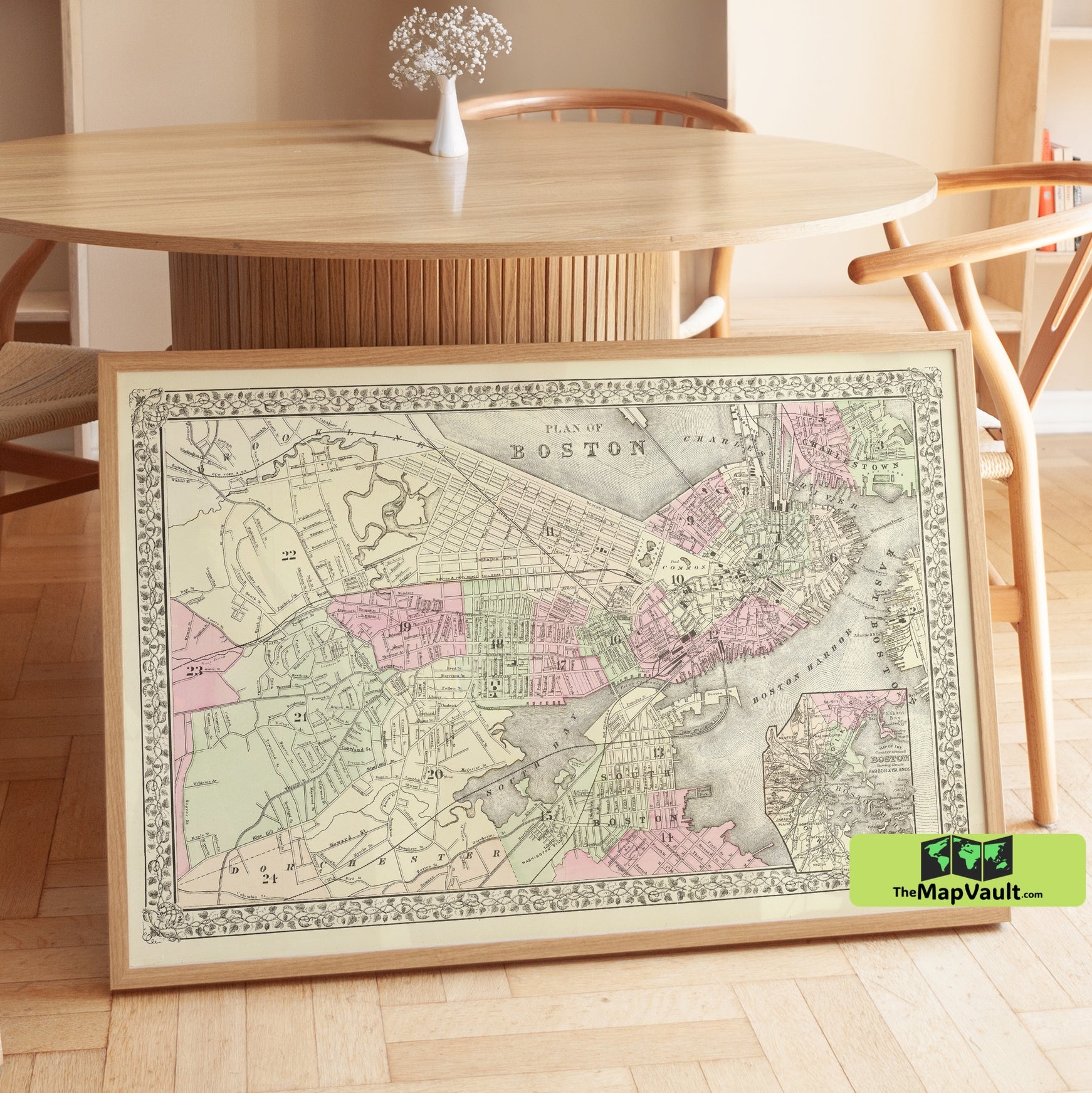 Vintage Map of Boston – Historic 19th-Century City Plan & Architectura ...