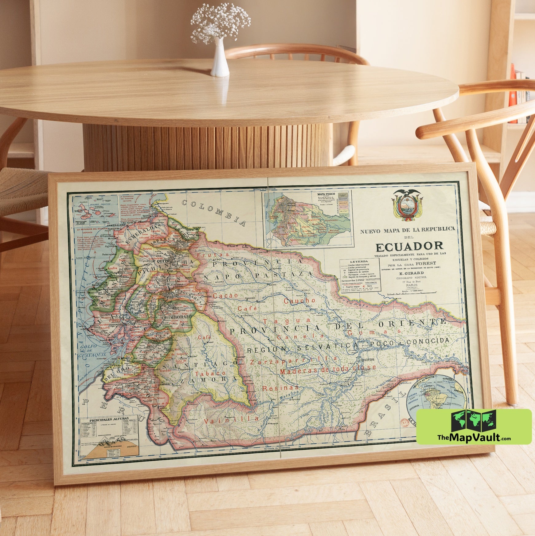 Vintage Map of Ecuador – Historical Map of Ecuador Fine Print – TheMapVault