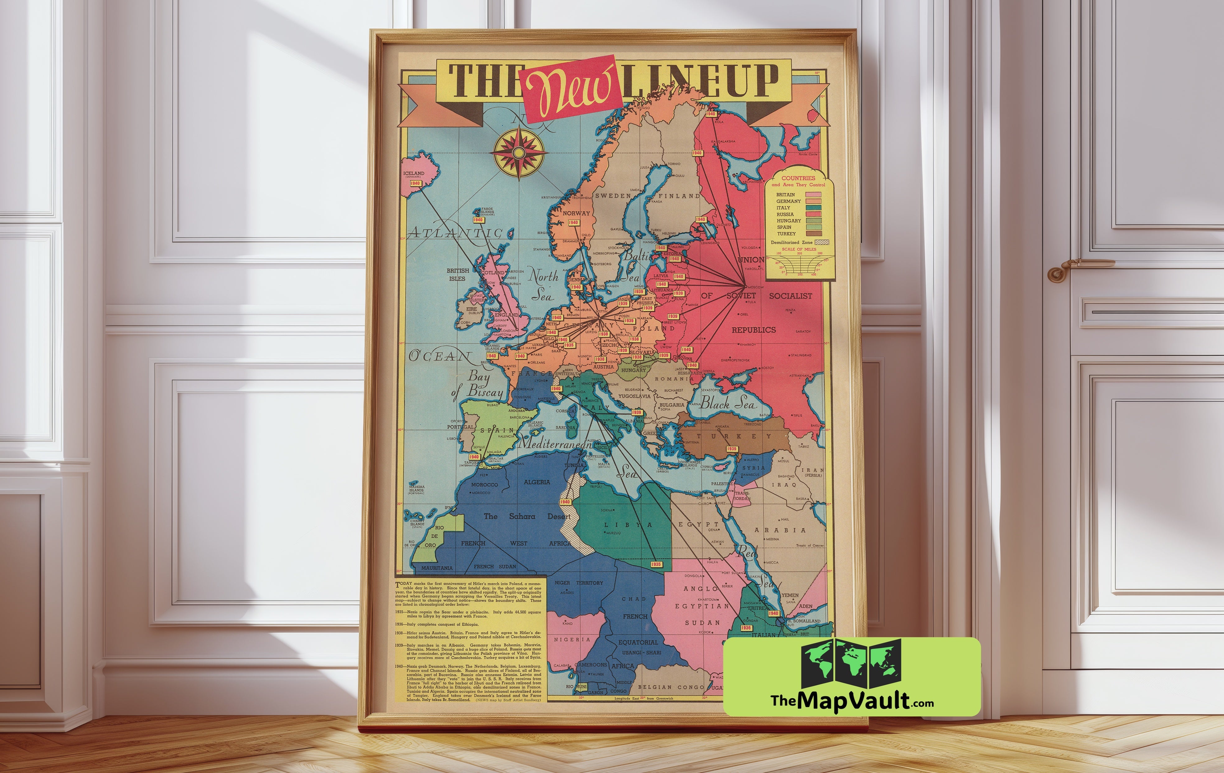 Europe World War II 1944 Print – A Detailed Vintage Map for WWII Histo ...