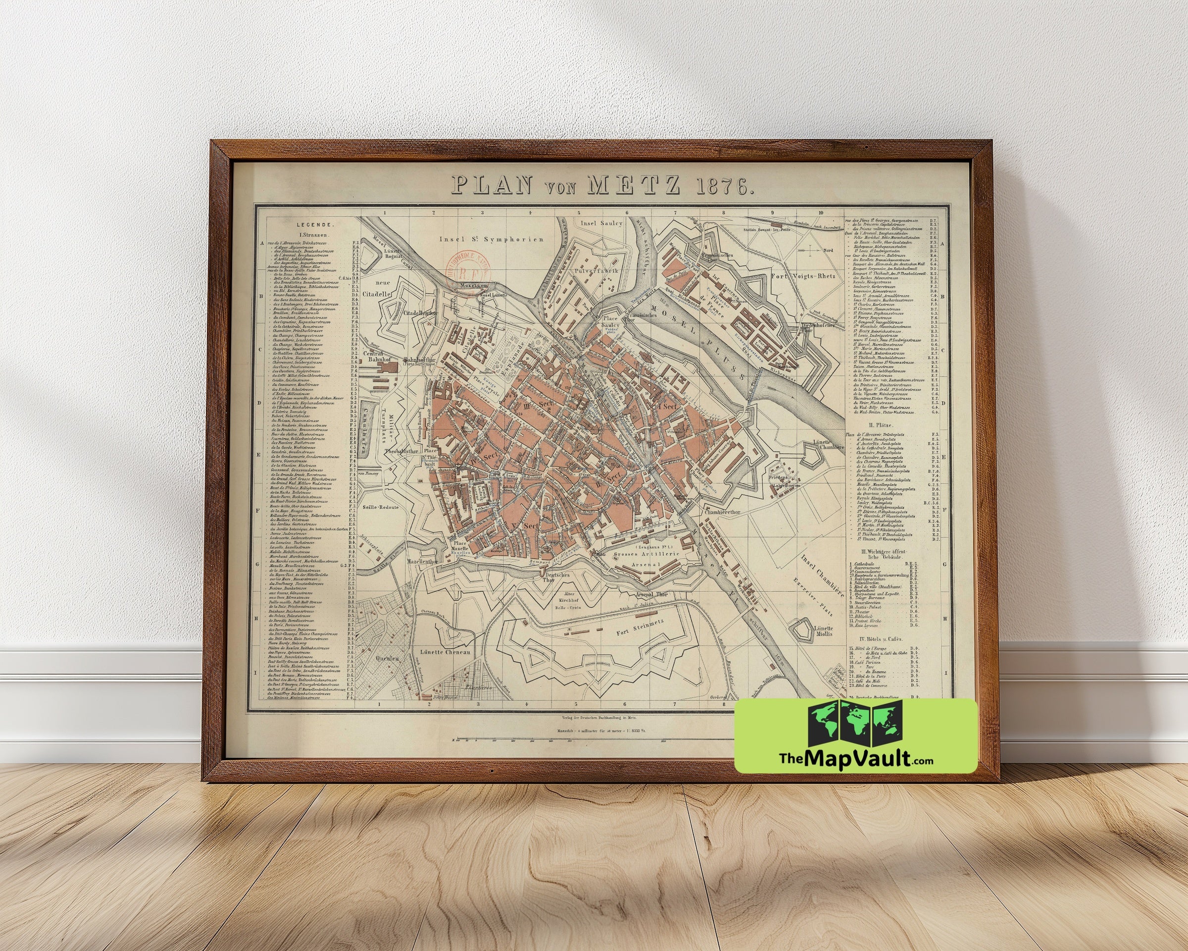 Metz Map - Old French City Plan - Vintage Cartography Reproduction ...