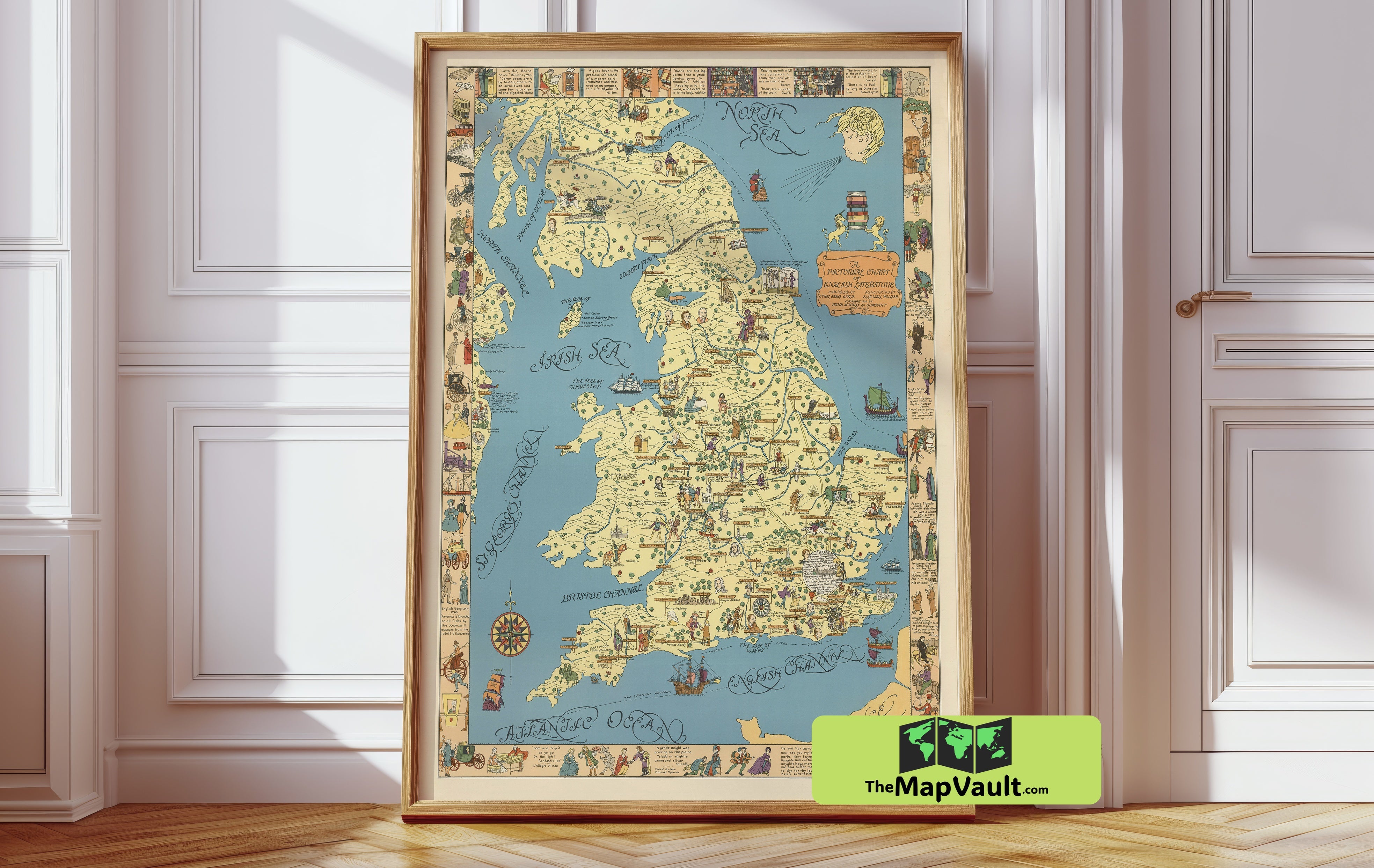 English Literature Chart 1910 Print – A Vintage Map for Book Lovers an ...