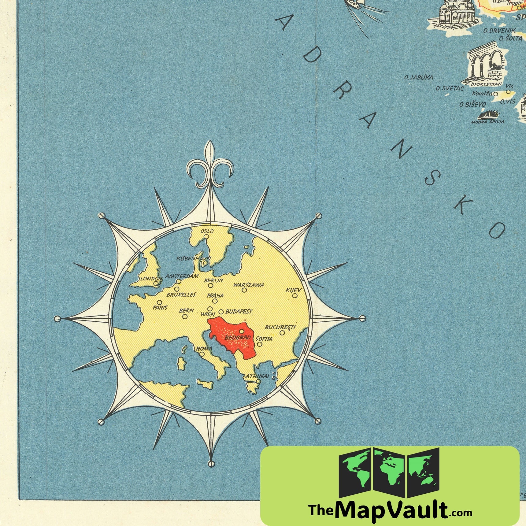 Pictorial Map of Yugoslavia - Vintage Illustrated Map of Old Yugoslavi ...