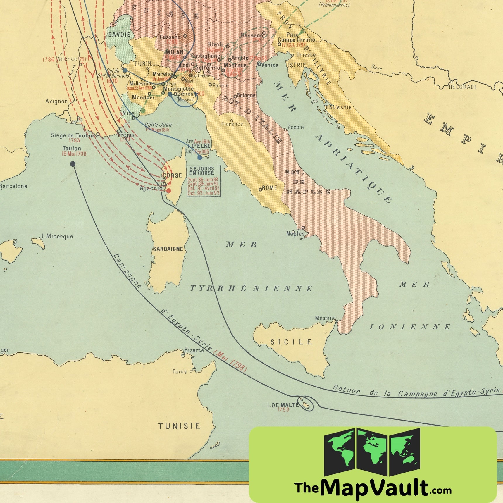 Napoleon Bonaparte Historical Map | TheMapVault