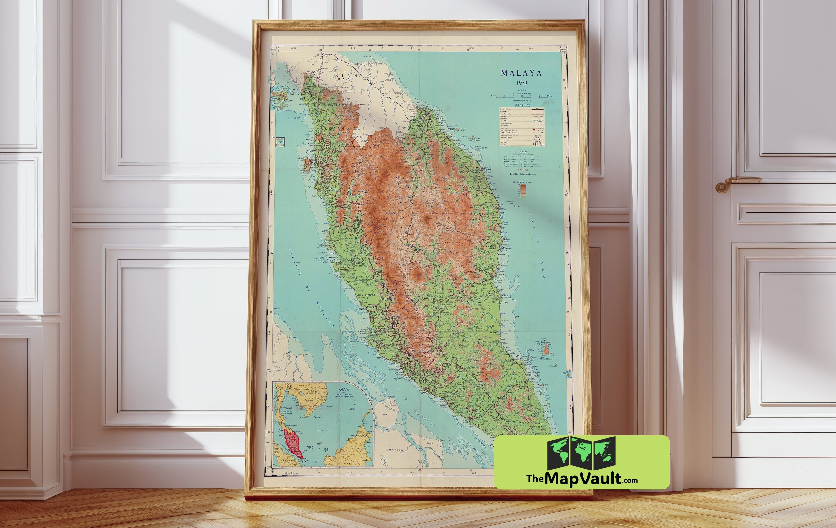 1931 Malaysia Map Print – Vintage Malay Peninsula Artwork for Southeas ...