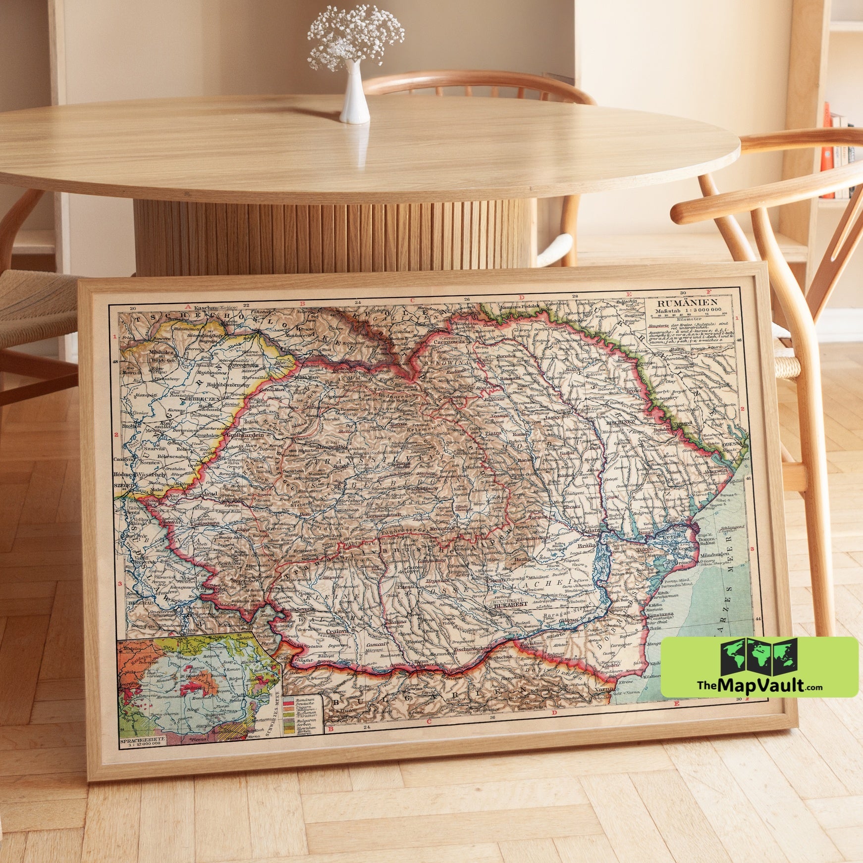 Antique Romania Map – Vintage Historical Romanian Cartography Print ...